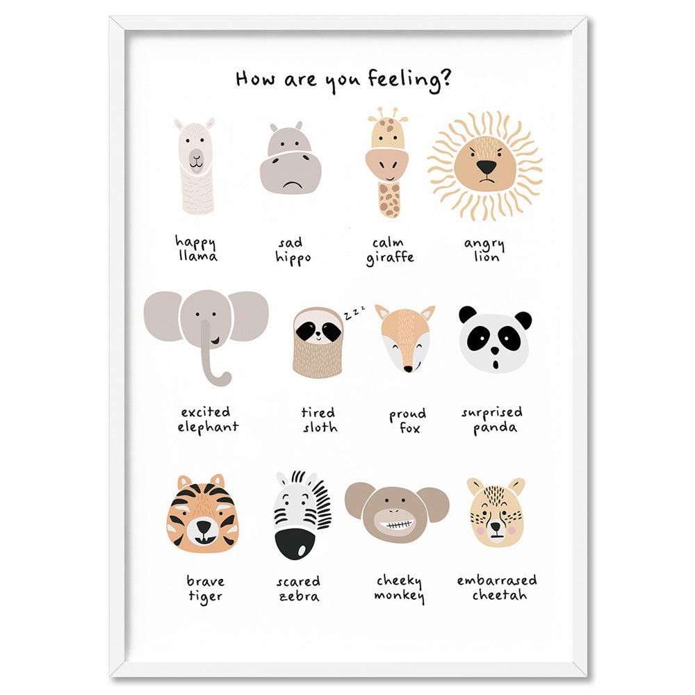 Kids Feelings Poster. Emotions Poster. Cute Animals Print – Print and ...