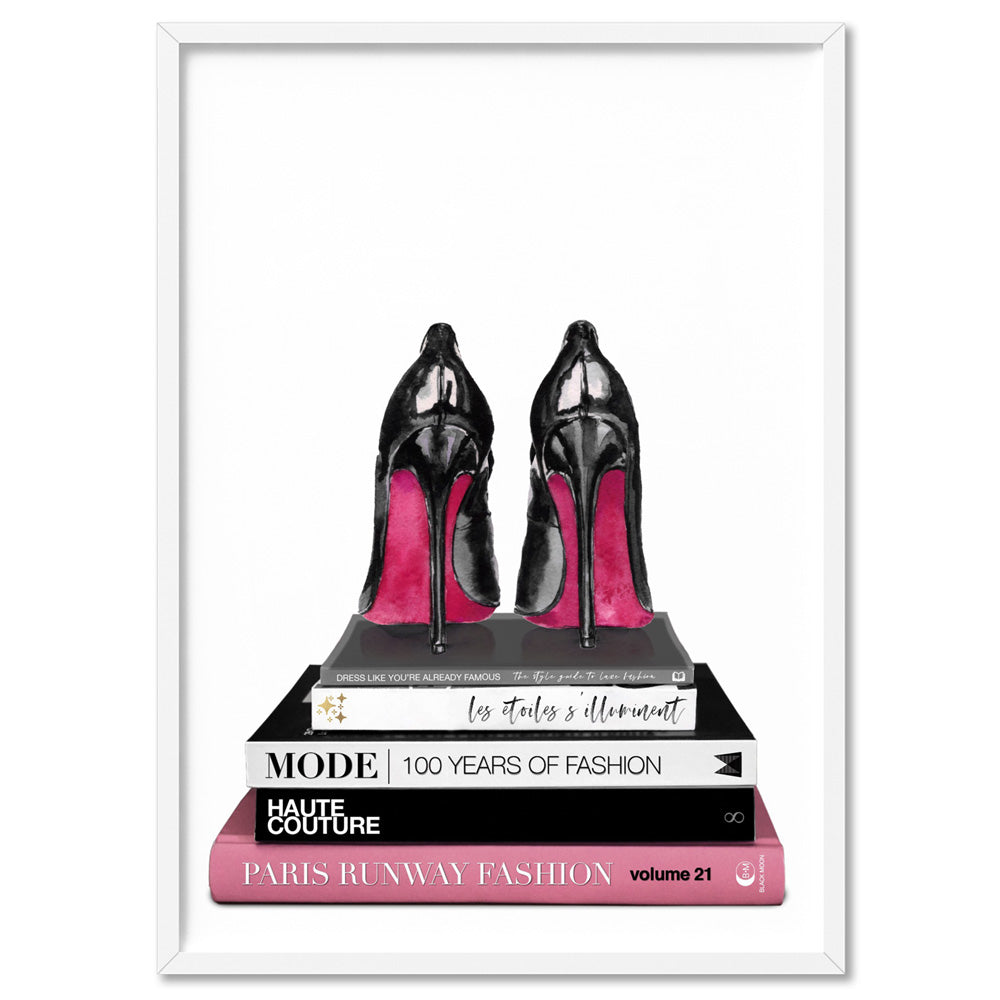 Stiletto Heels Designer Book Stack. Watercolour Fashion Art. – Print ...